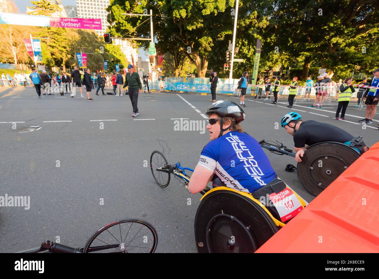 Elite wheelchair racers, including eventual 2022 race winner (far right ...