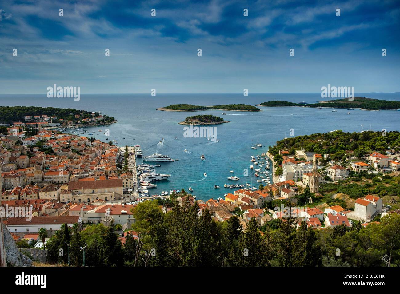 View of Hvar port and Pakleni islands from the Spanish Fortress, Hvar ...