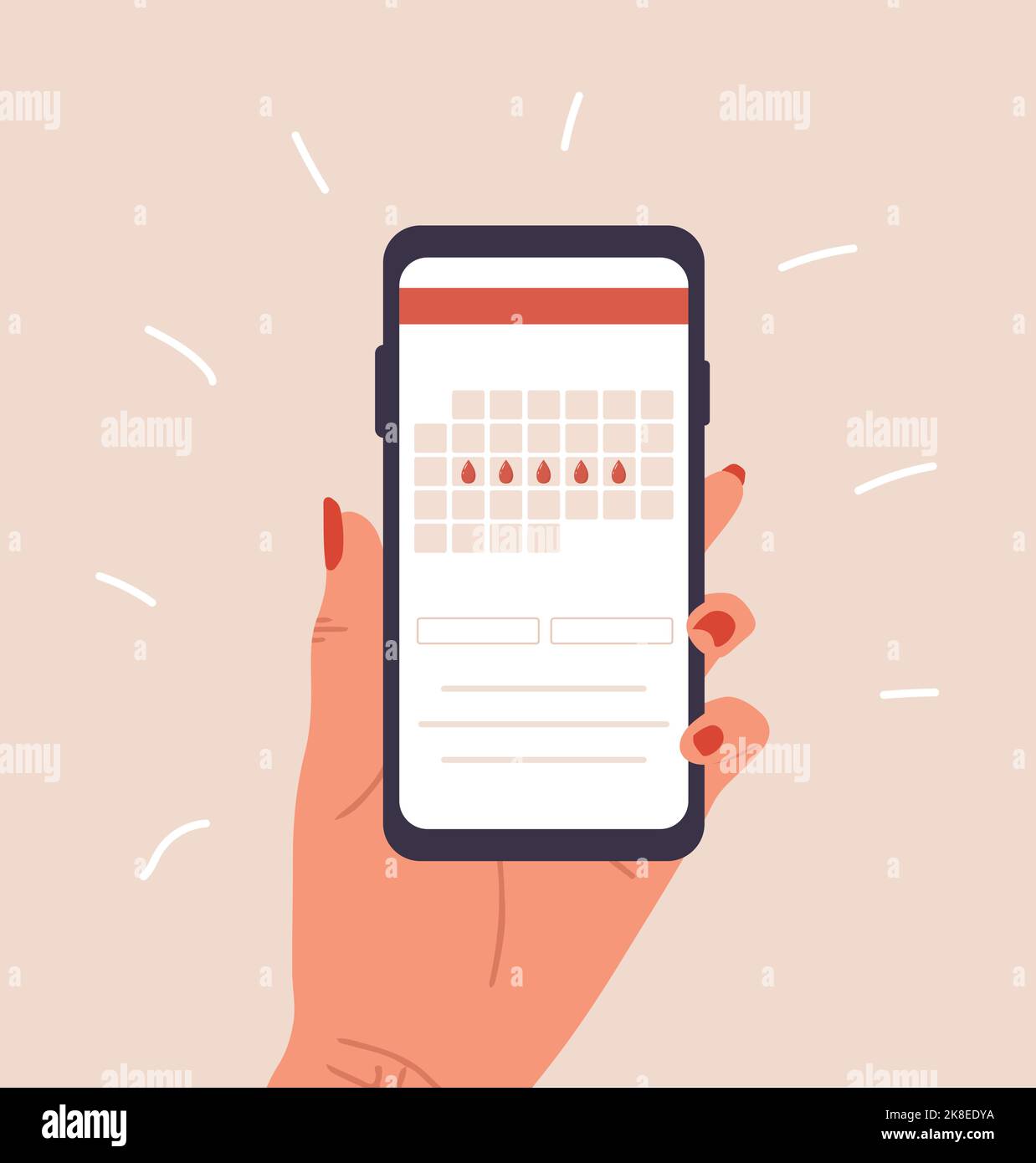 Woman period. Girl check menstruation calendar shedule on her phone ...