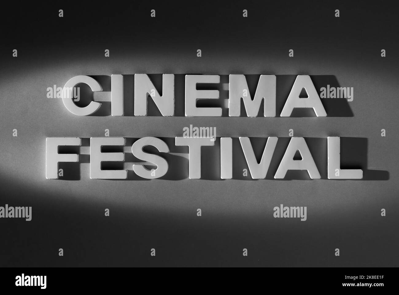 Cinema Festival - Text by moulded letters, old movie style. Black and ...