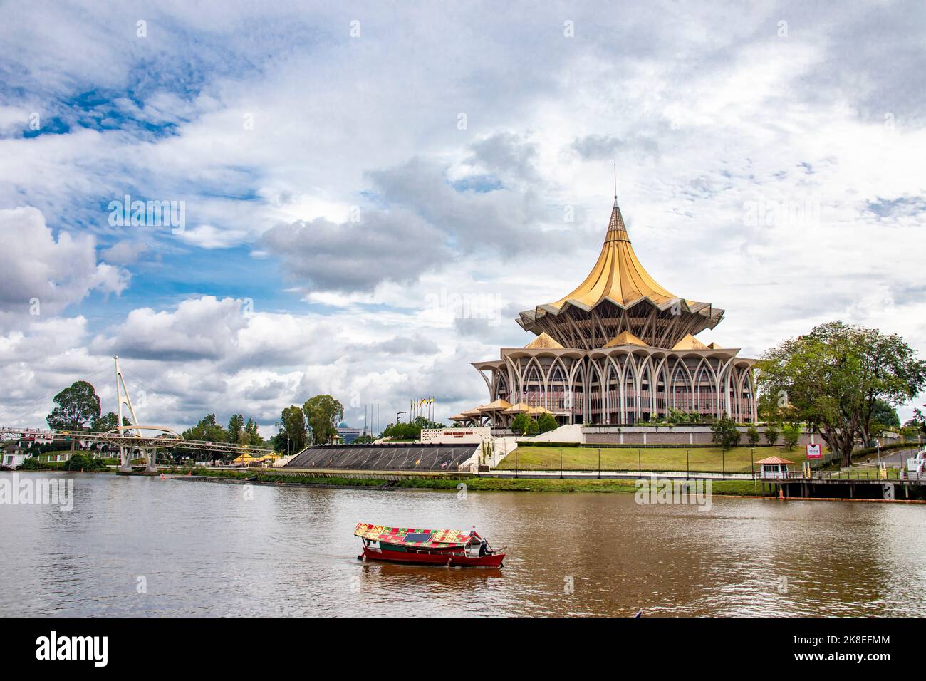 Kuching Malaysia Sep 3rd 2022: the view of Sarawak river and New ...