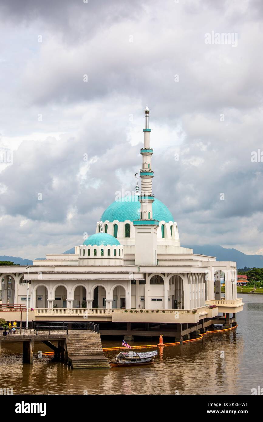 the view of Sarawak river and India Mosque Kuching in Kuching Sarawak Malaysia. Kuching’s one ...