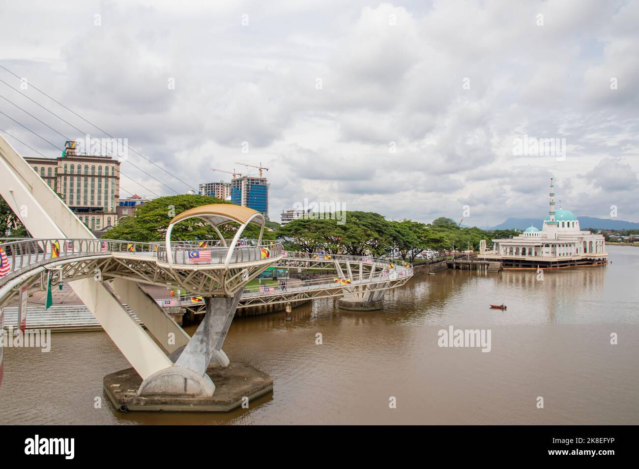 the view of Darul Hana Bridge in Kuching, Sarawak Malaysia. The ...