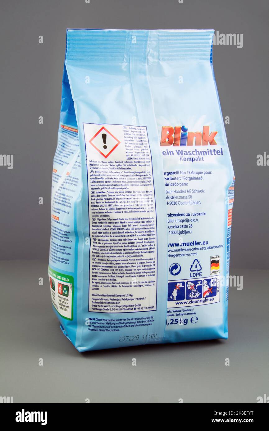 Hamburg, Germany - Oktober 23 2022: Mueller Blink Feinwaschmittel ...