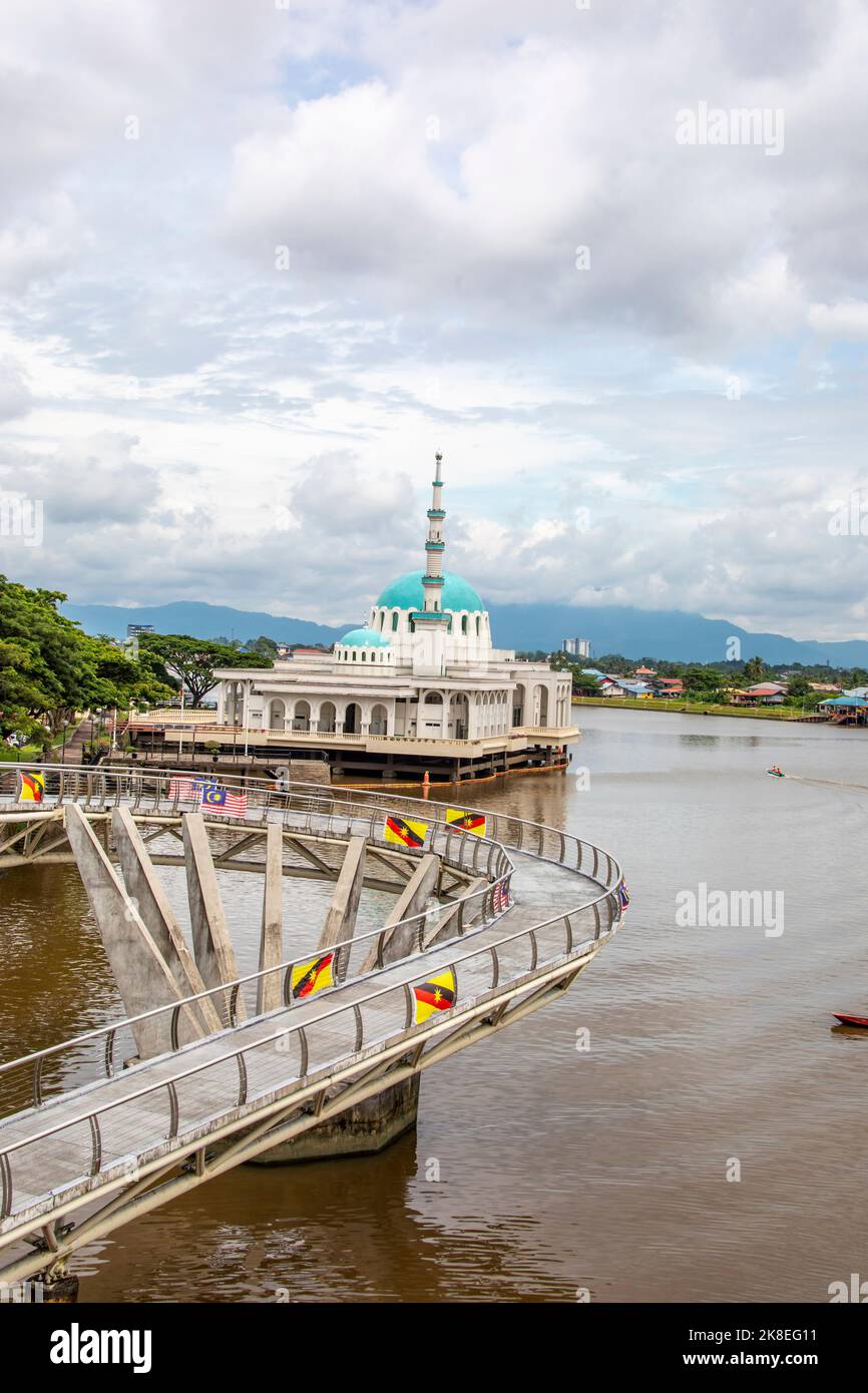 the view of Darul Hana Bridge in Kuching, Sarawak Malaysia. The ...