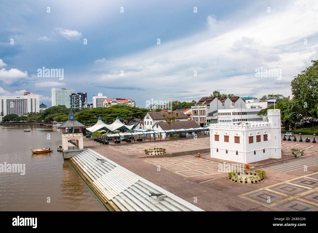 Kuching Malaysia Sep 3rd 2022: the view of Sarawak river and Square ...