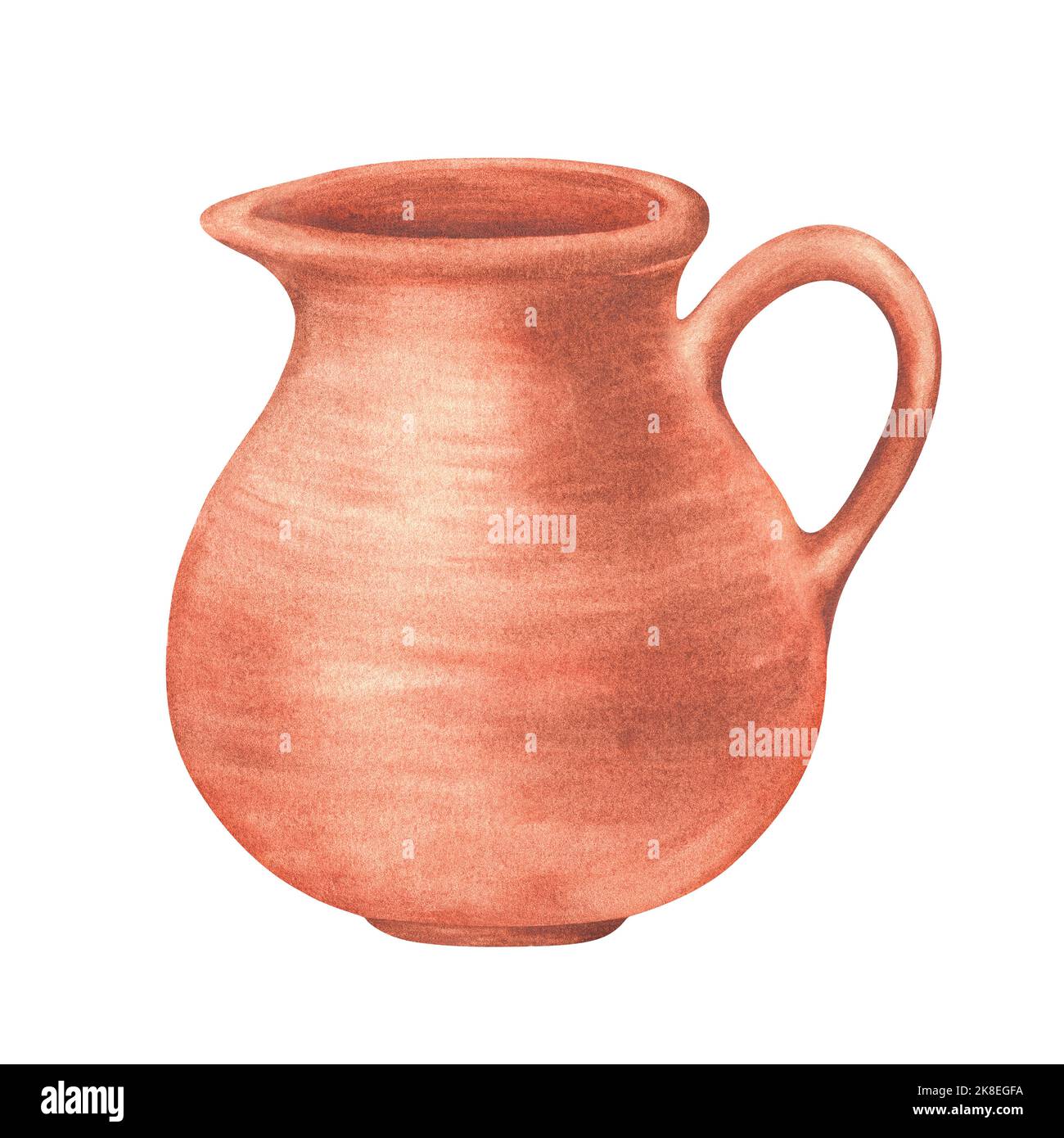 Clay jug. Watercolor illustration. Ceramics, earthenware, pottery ...
