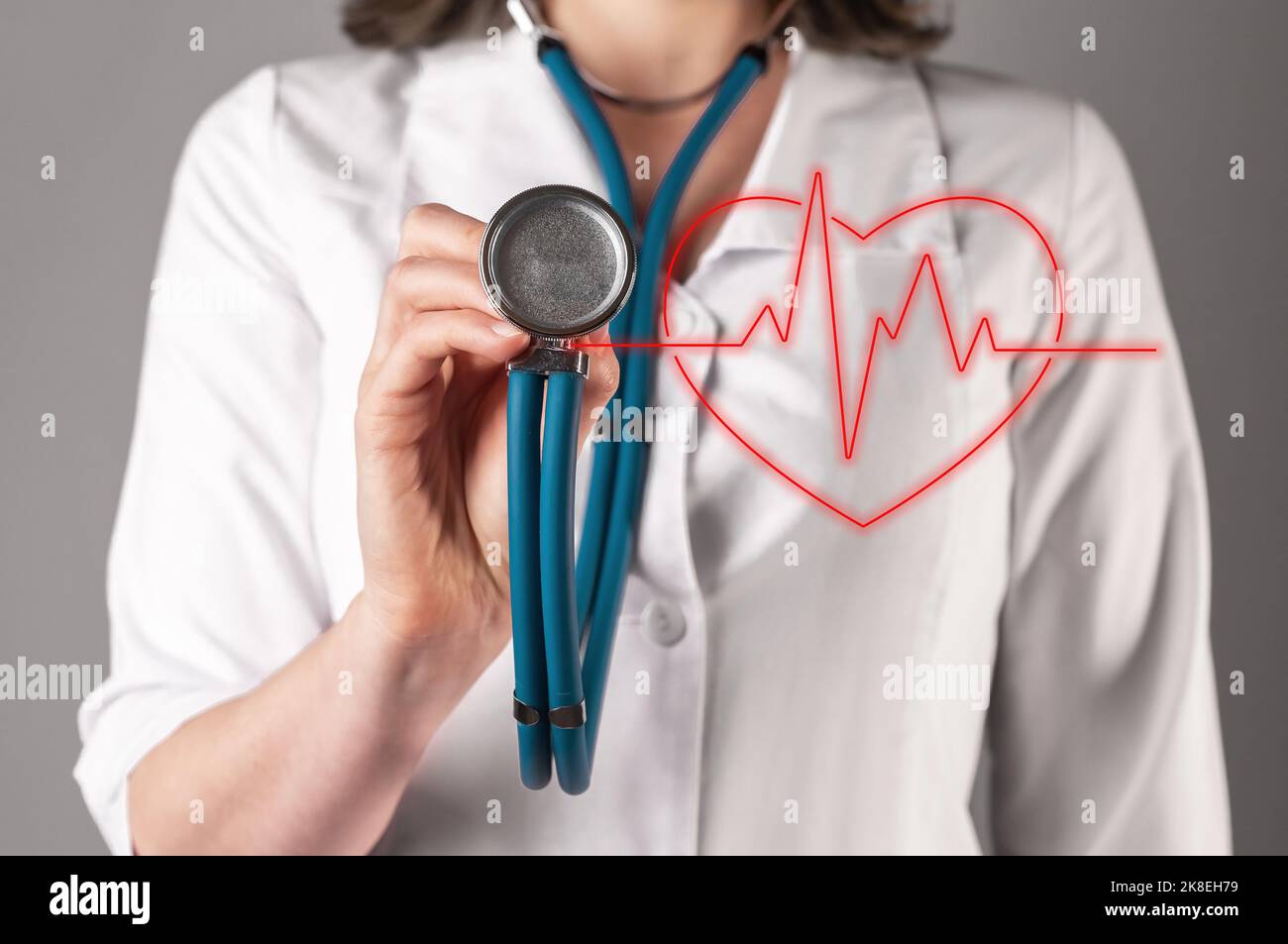Heart ecg concept. Heartbeat line and cardiologist checkup. High ...