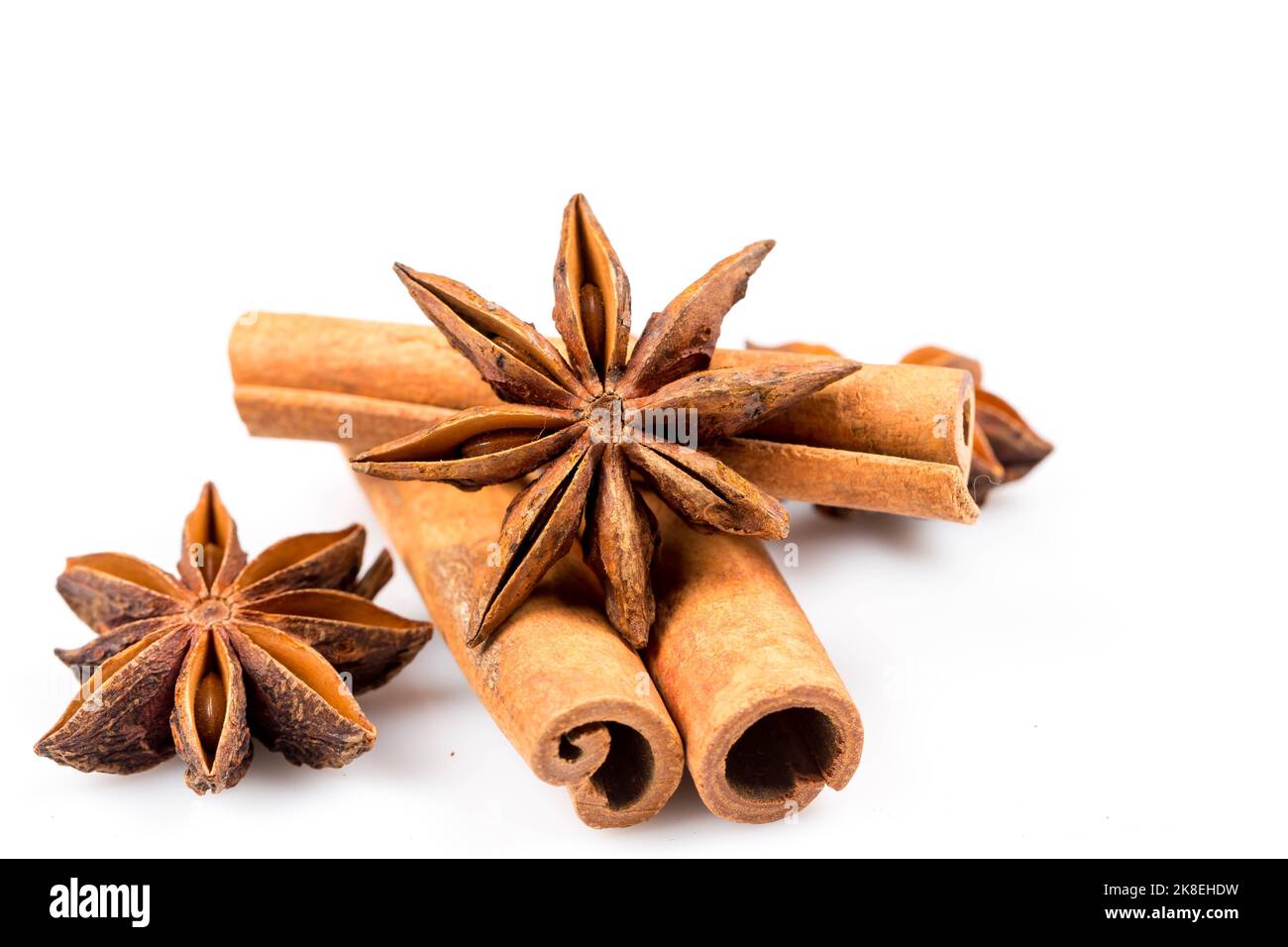 Stars of anise and cinnamon isolated on white background on white ...