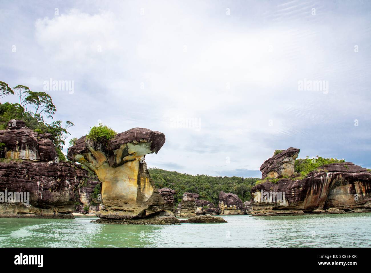 the sea stack in Bako National Park beach Sarawak Malaysia. Established ...