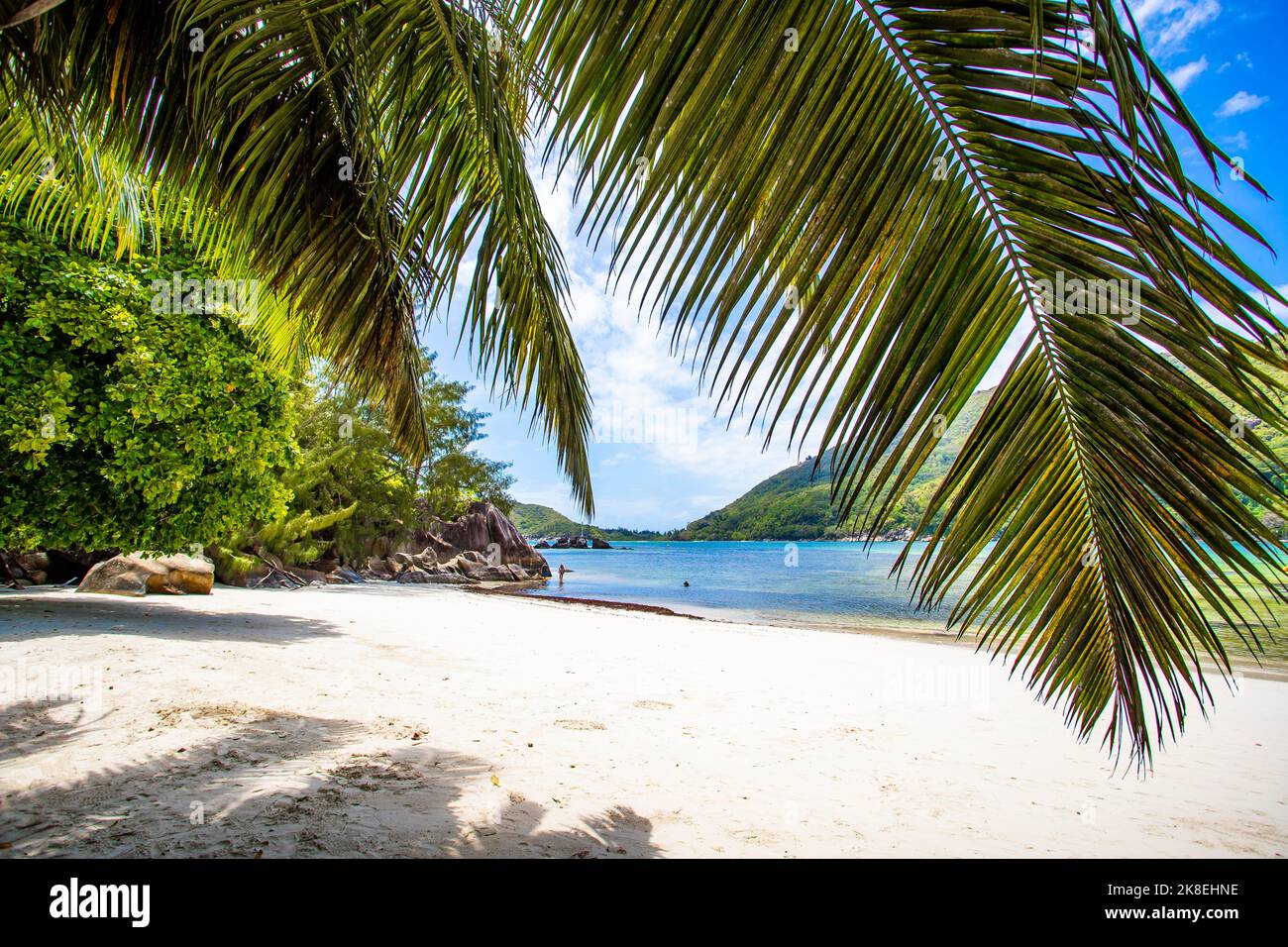 Deserted beach at Port Launay, Mahe, Seychelles Stock Photo - Alamy