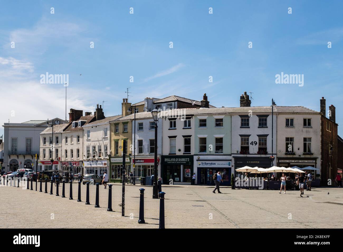 Street scene in the town centre pedestrianised square. Boston ...