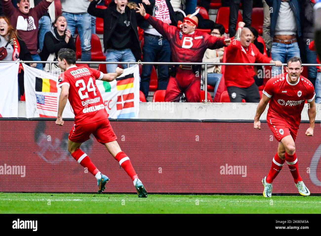 Antwerp's Vincent Janssen celebrates after scoring during a soccer ...