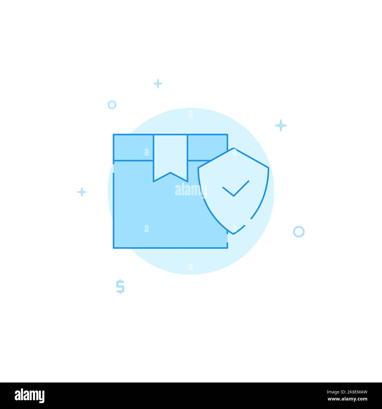 Shipping is insured vector icon. Flat illustration. Filled line style ...