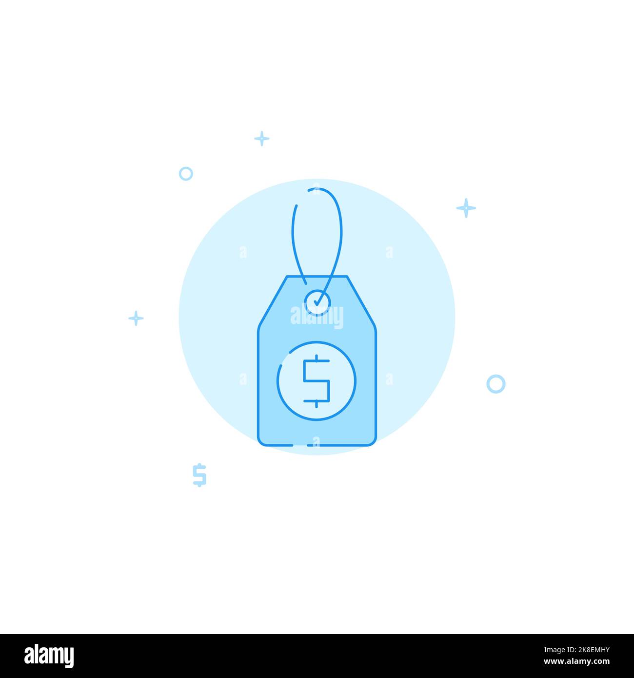 Price tag vector icon. Flat illustration. Filled line style. Blue ...