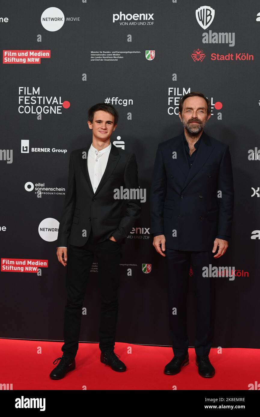 Cologne, Germany. 21st Oct, 2022. Actors Aaron Kissiov (l) and ...