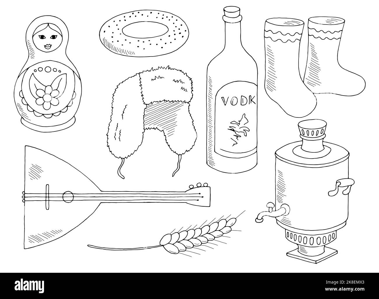 Russian set graphic black Cut Out Stock Images & Pictures - Alamy