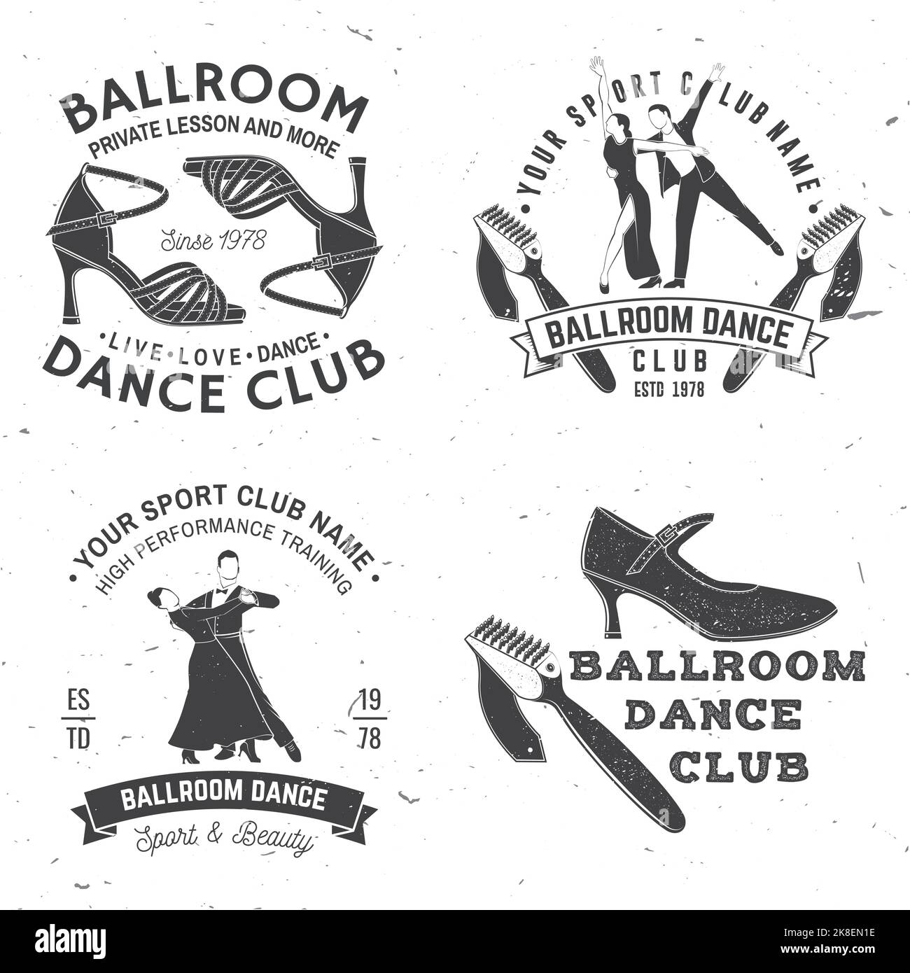 Set of Ballroom dance sport club logos, badges design. Concept for ...