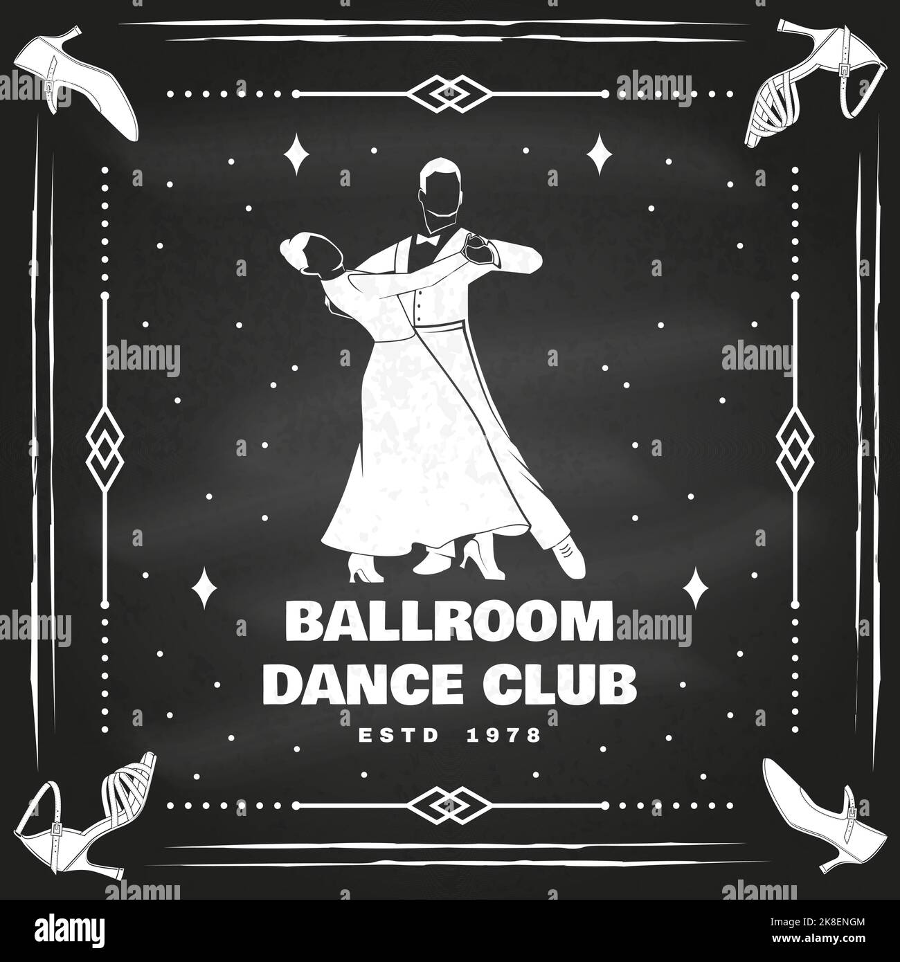 Ballroom dance sport club logo, badge design on chalkboard. Concept for ...