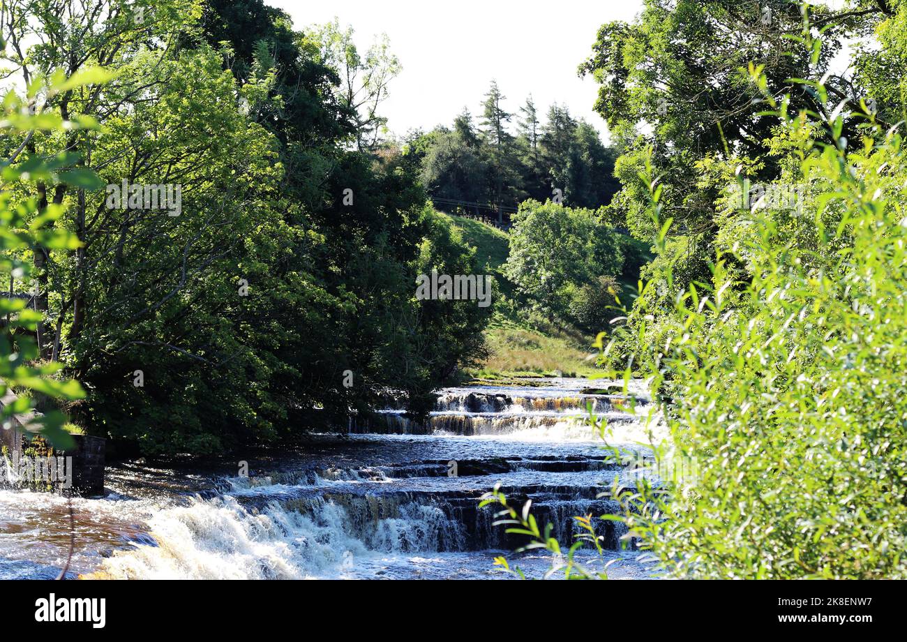 Waterfalls in the village of Bainbridge in the Yorkshire Dales Stock ...