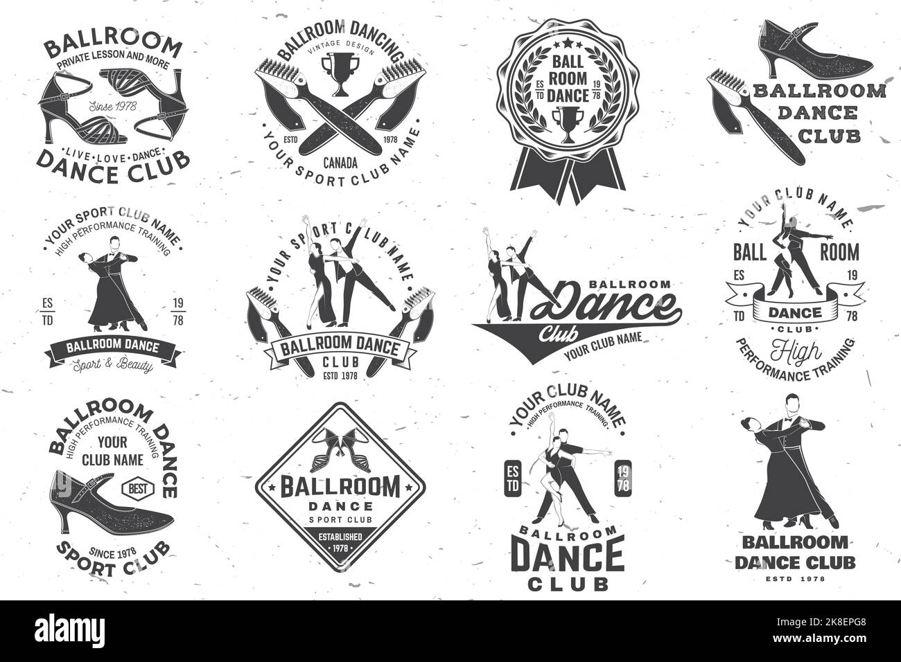 Set of Ballroom dance sport club logos, badges design. Concept for ...