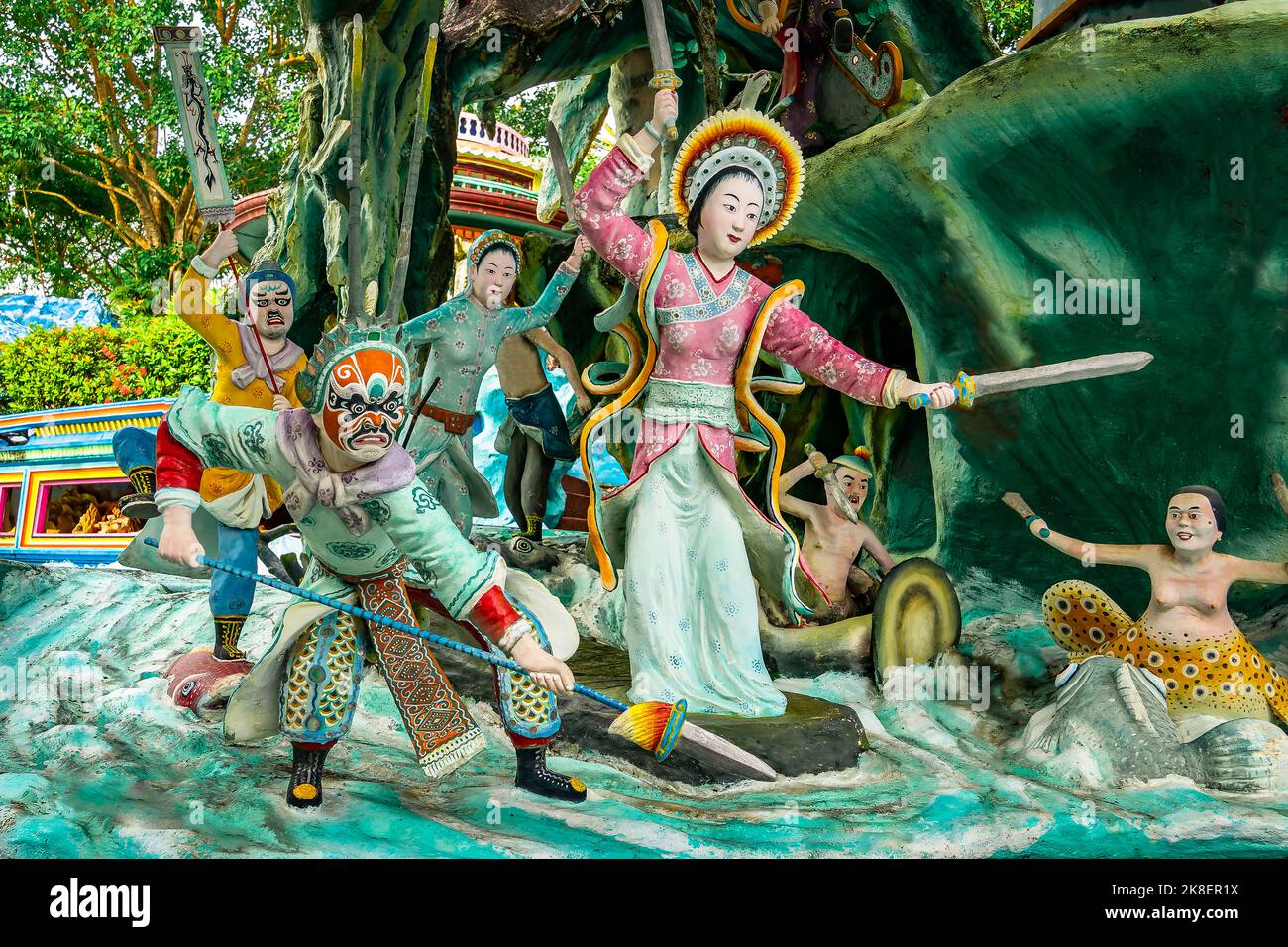 Story of Lady white snake sculptures at Haw Par Villa Theme Park. This ...