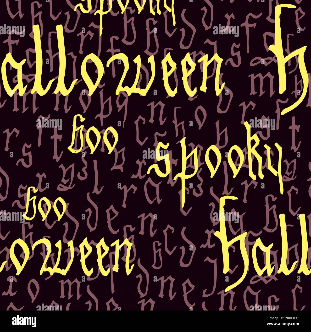 Seamless Pattern Happy Halloween with text, pumpkin, ghost, witcher ...