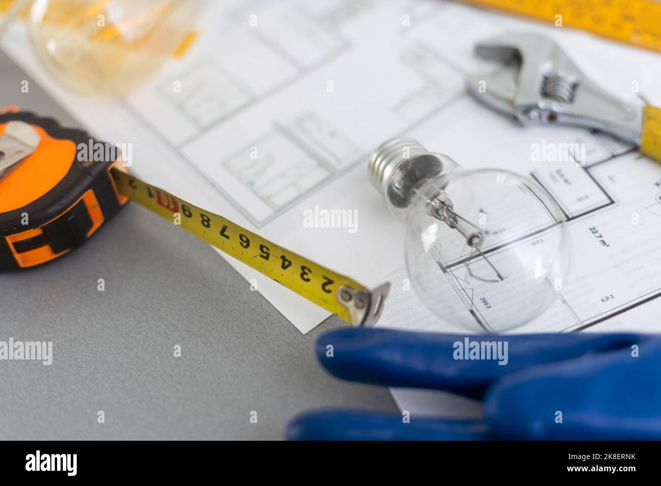 Interior designer working on drawings. Designer at work. Interior ...