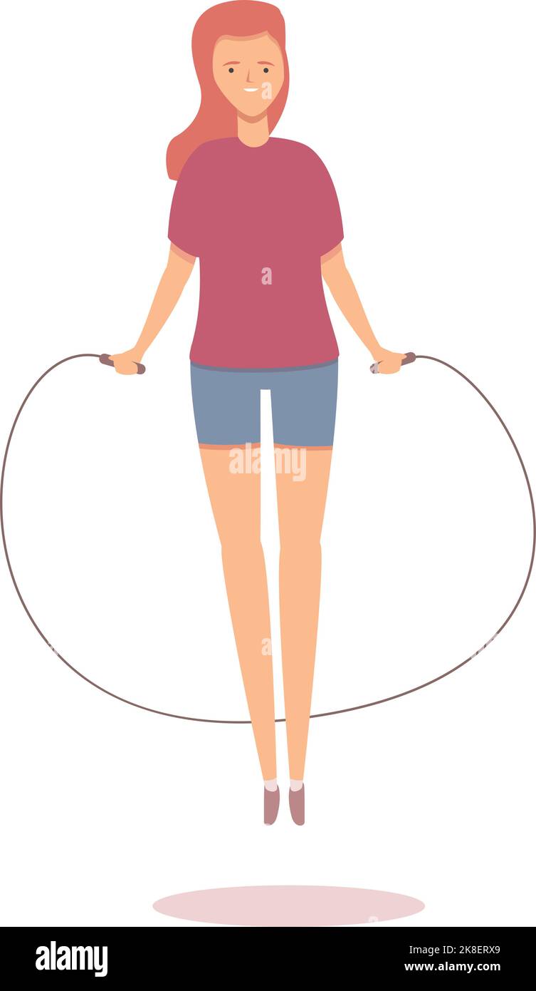 Girl jumping icon cartoon vector. Child exercise. Sport play Stock ...