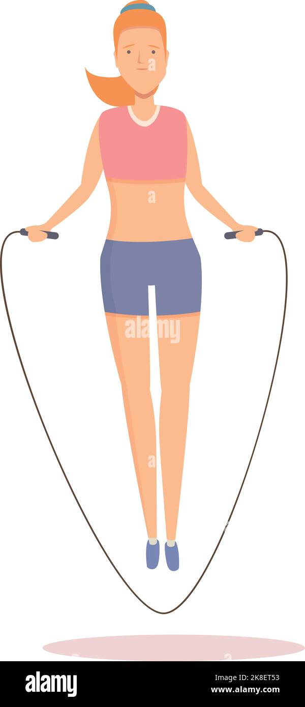Girl jump rope icon cartoon vector. Skip workout. Activity female Stock ...