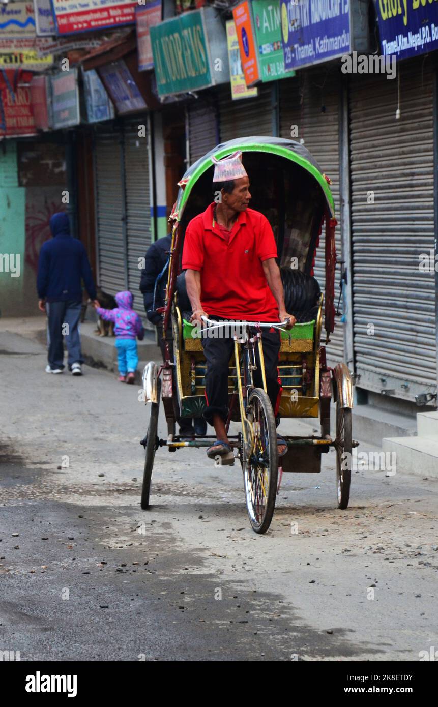 Classic antique vintage retro rickshaw trishaw bicycle for nepali ...