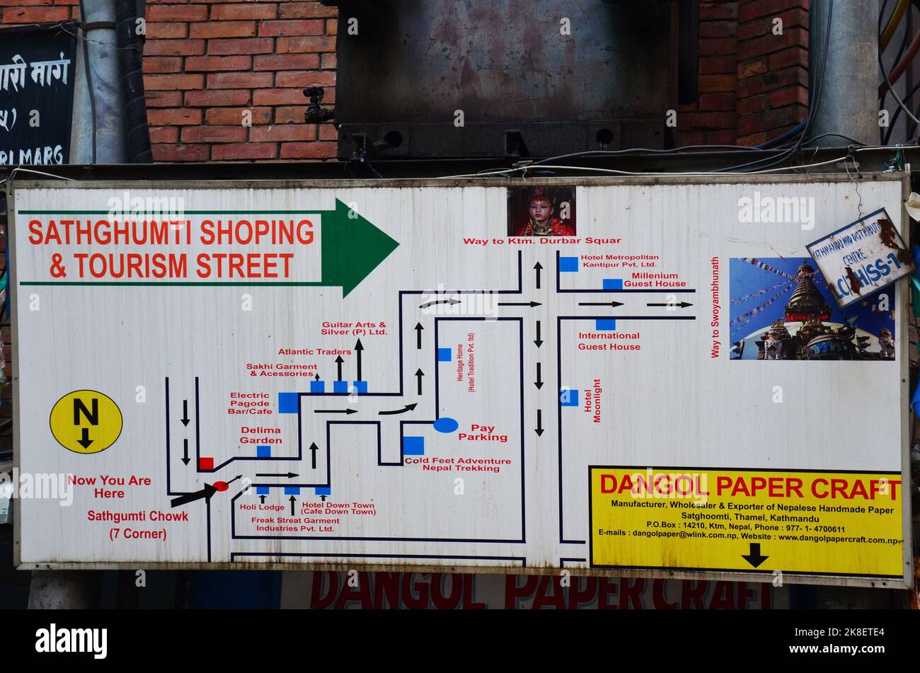 Wooden tag board information for service foreign travelers and nepali ...