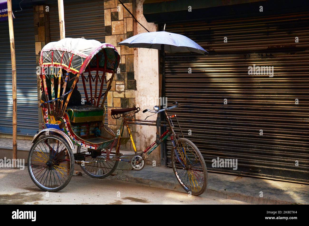Classic antique vintage retro rickshaw trishaw bicycle of nepalese ...