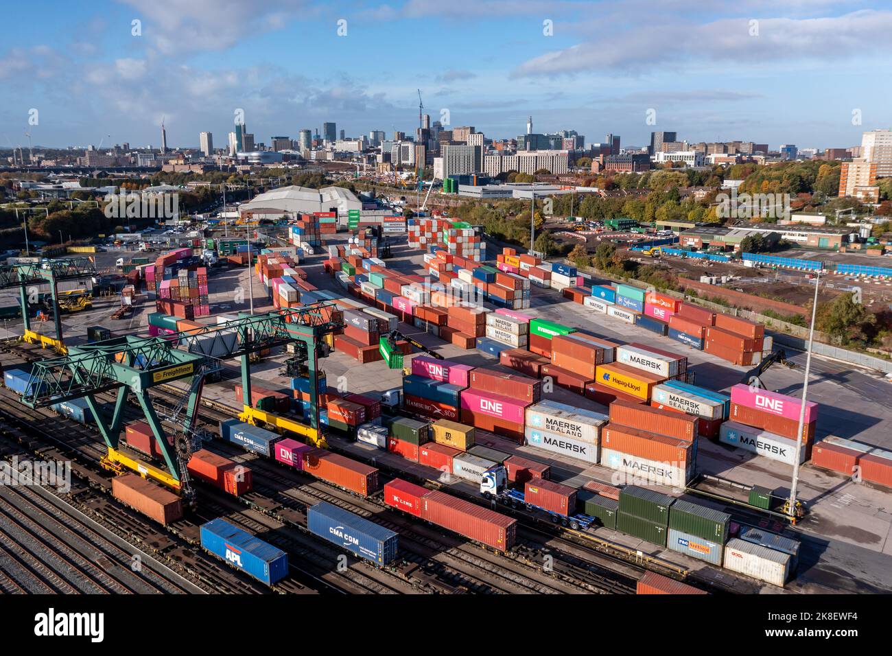 BIRMINGHAM, UK - OCTOBER 17, 2022. An aerial view of the Freightliner ...