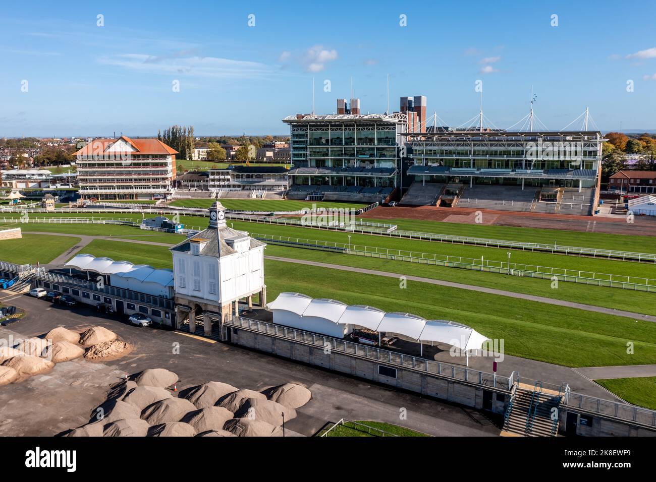 YORK, UK - OCTOBER 22, 2022. An aerial landscape of York Racecourse ...