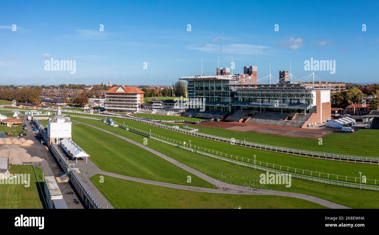 YORK, UK - OCTOBER 22, 2022. An aerial landscape of York Racecourse ...
