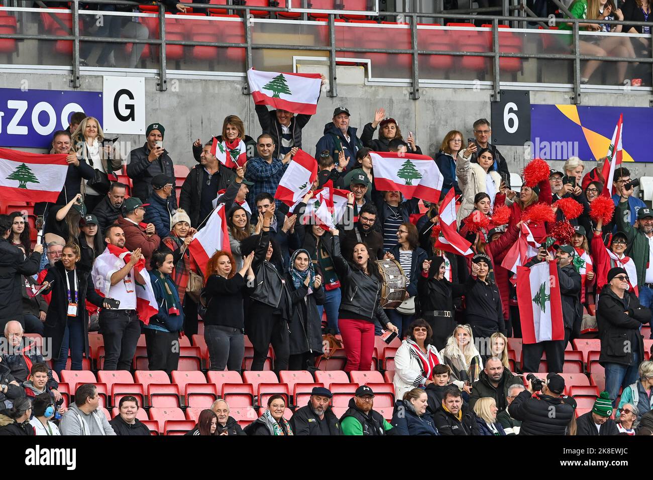 Lebanon fans start to take there seats ahead of the Rugby League World ...