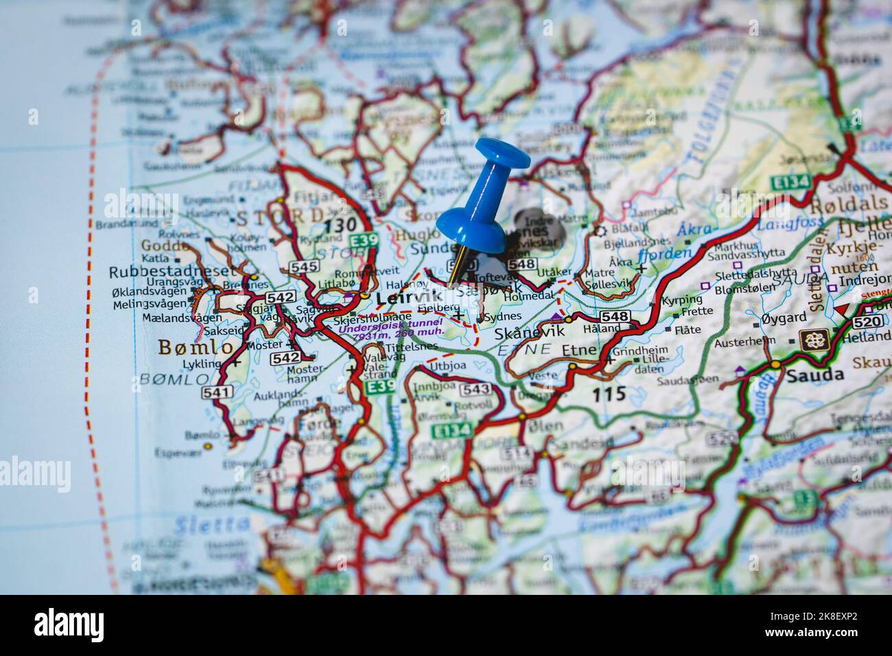 Sæbø, Norway. Blue pinhead on map Stock Photo - Alamy