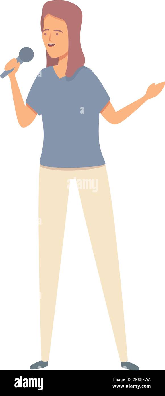 Woman street singer icon cartoon vector. Musician people. Song concert ...