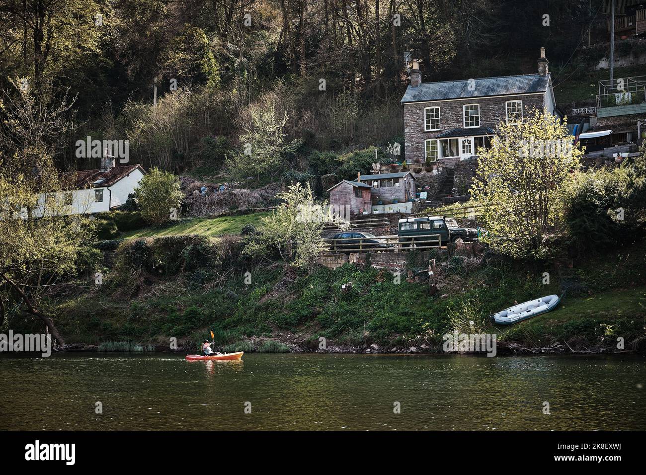Kayaking along the River Wye in the Wye Valley Stock Photo - Alamy
