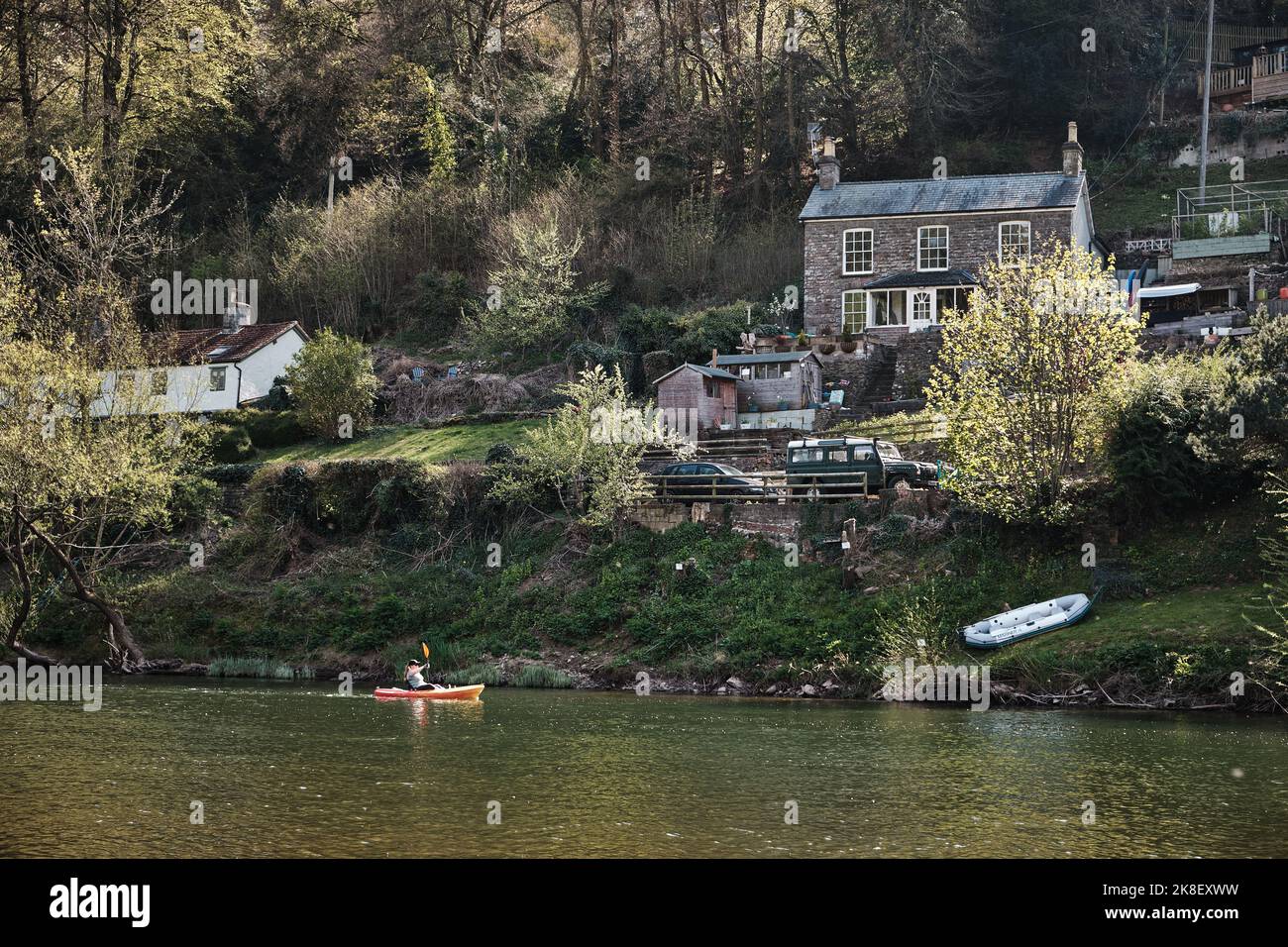 Kayaking along the River Wye in the Wye Valley Stock Photo - Alamy
