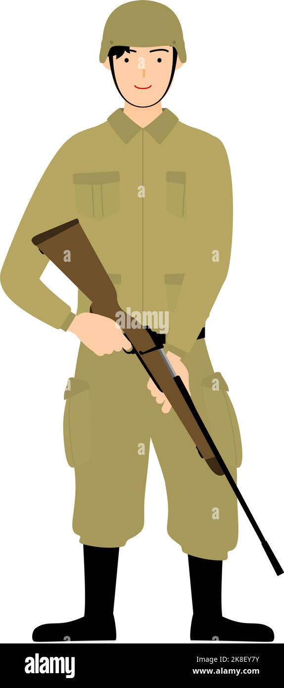 Male Soldier Pose, Standing guard with a rifle Stock Vector Image & Art ...