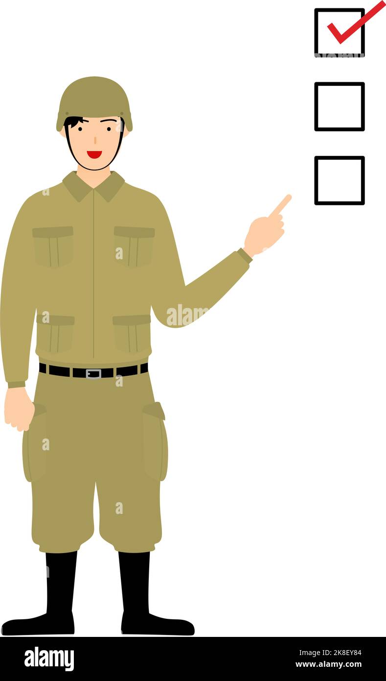 Male Soldier Pose, Pointing to a checklist Stock Vector Image & Art - Alamy