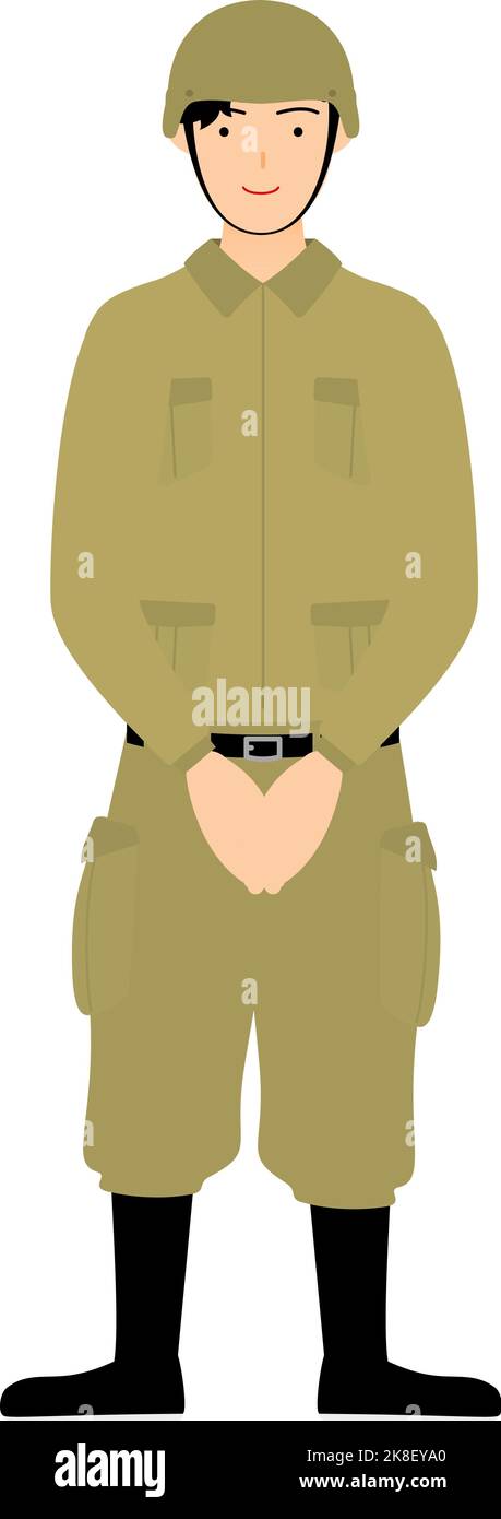 Male Soldier Pose, Waiting, waiting at the front with hands together ...