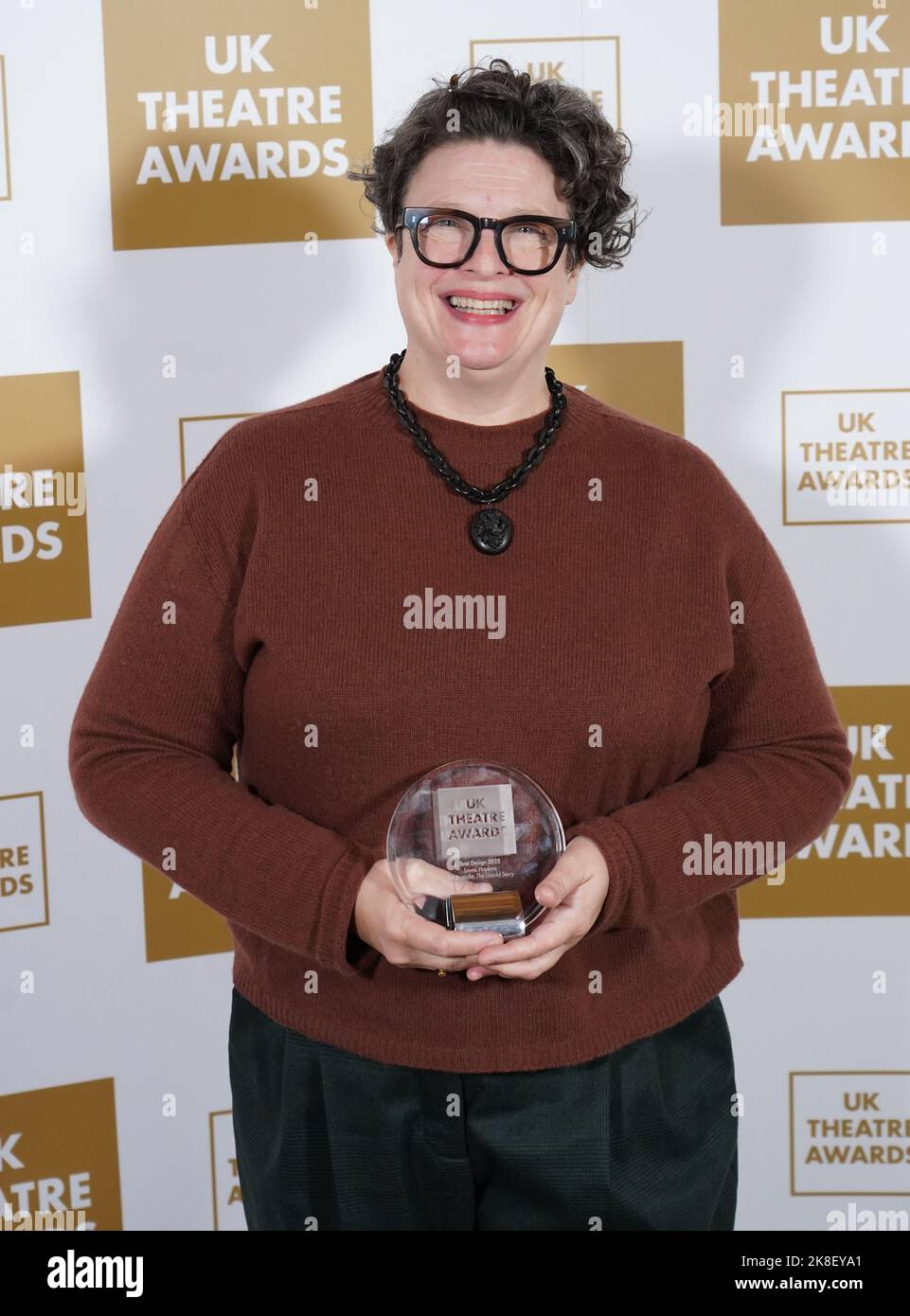 Laura Hopkins wins the Best Design award at the UK Theatre Awards at ...
