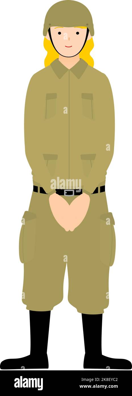 Female Soldier Pose, Waiting, waiting at the front with hands together ...