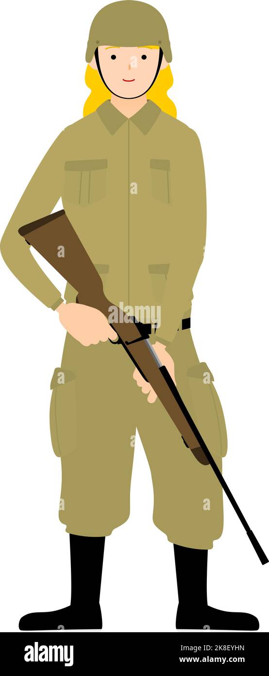 Female Soldier Pose, Standing guard with a rifle Stock Vector Image ...