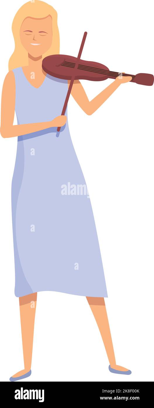 Street woman violin icon cartoon vector. Music people. Singer song ...