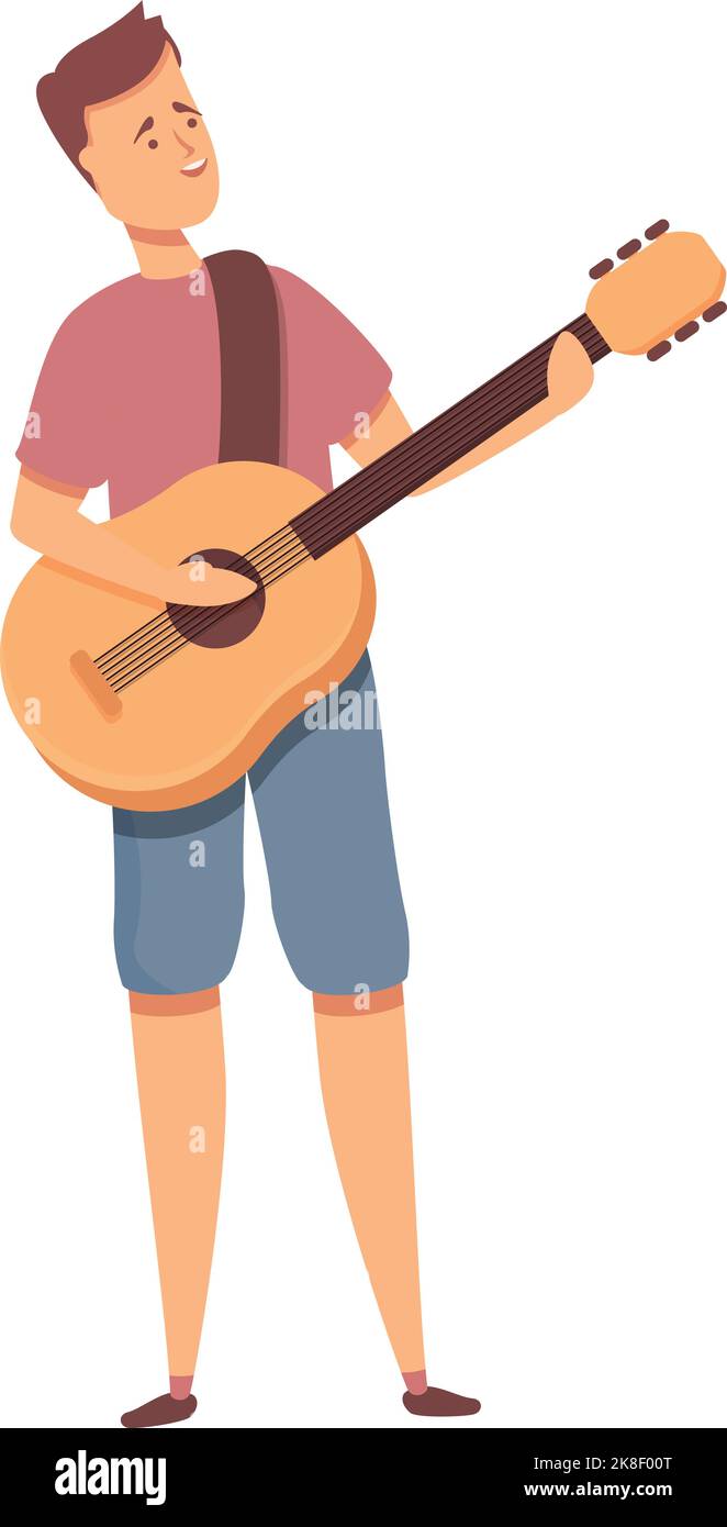 Street guitar musician icon cartoon vector. Music people. Man band ...
