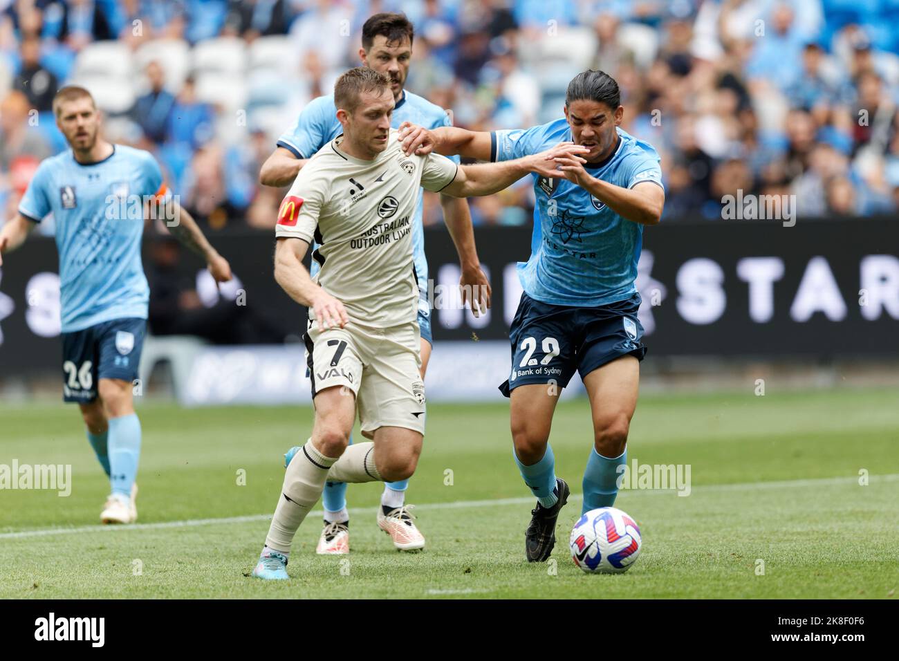 SYDNEY, AUSTRALIA - OCTOBER 23: Aaron Gurd of Sydney FC competes for ...